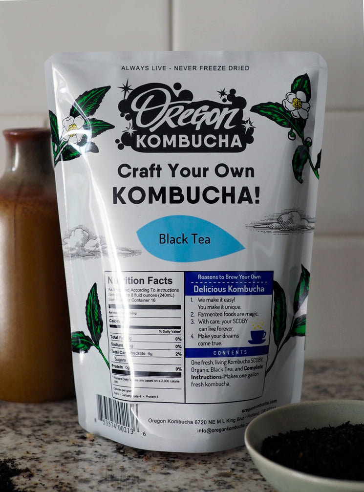 Simple Black Tea Homemade Kombucha Starter Kit with Live SCOBY – Oregon ...